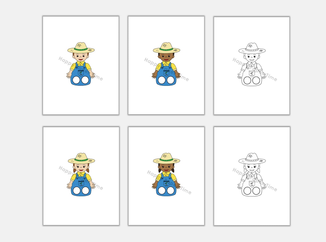 Farmer Paper Craft Printable Community Helper Finger Puppet - Etsy