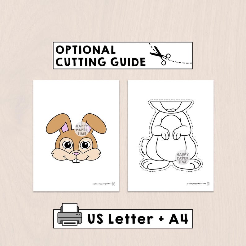 Rabbit Bunny Paper Bag Puppet Printable Pet Farm Animal Craft Activity ...