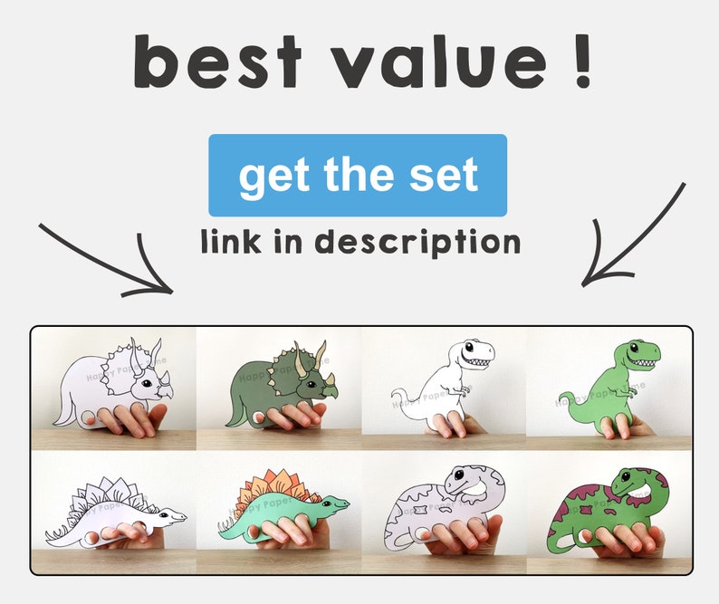 Dinosaur Triceratops Paper Craft Printable Finger Puppet Kids Craft ...