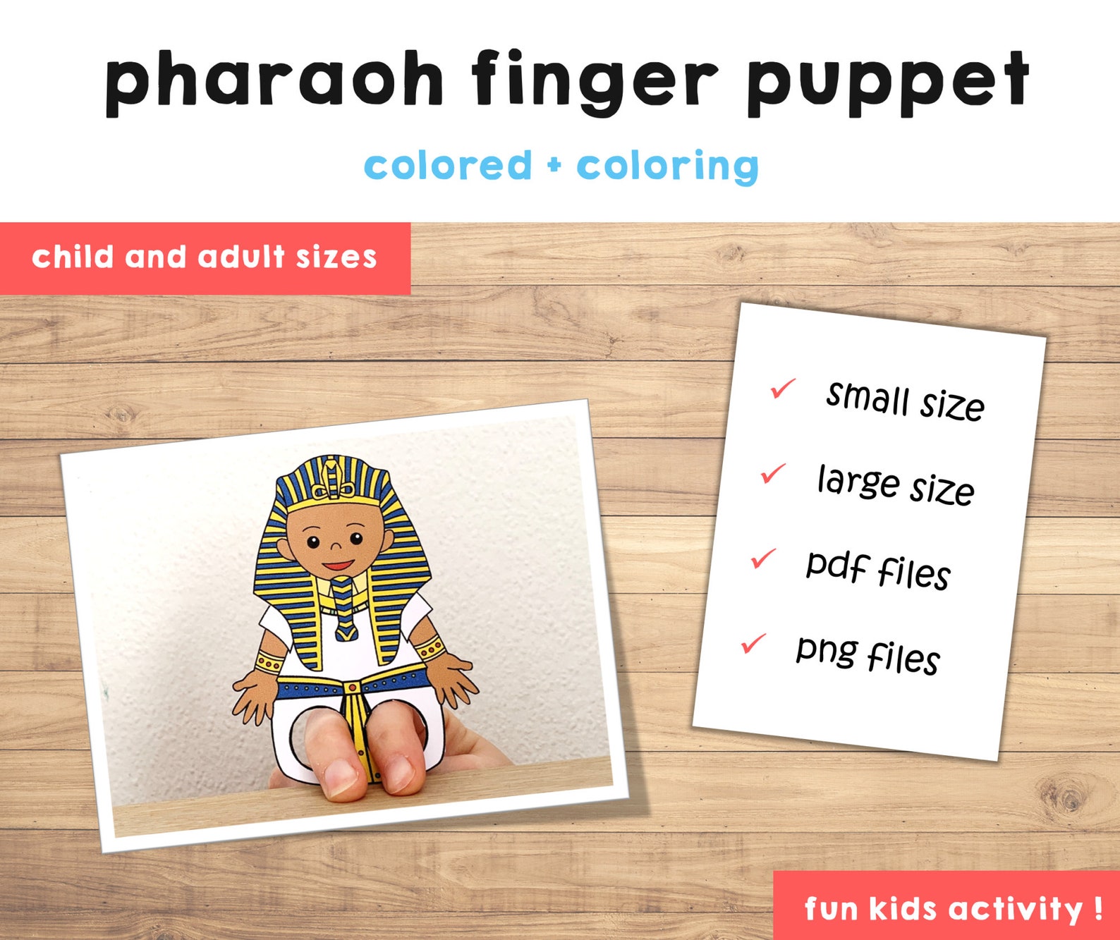 Pharaoh Paper Craft Printable Ancient Egypt Finger Puppet Kids Craft ...