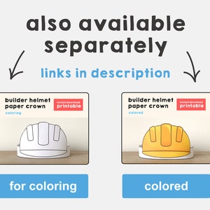 Construction Worker Builder Helmet Paper Crown Party Coloring Printable ...