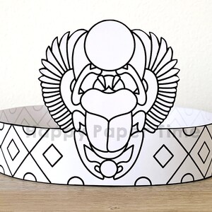 Ancient Egypt Scarab Paper Crown Princess Template Party Coloring ...