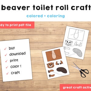Beaver Toilet Paper Roll Craft Forest Woodland Party Coloring Printable ...