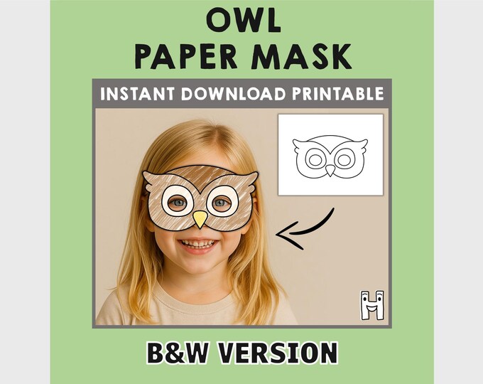 Owl Mask - Printable Mask - Paper Craft Kit - Kid's Activity - Etsy Canada