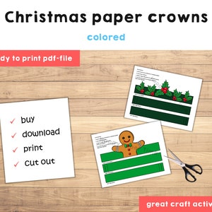 Christmas Paper Crowns Activity Printable Kids Craft Hats Winter ...