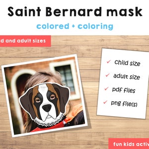 Saint Bernard dog mask Animal mask Party Favor printable dog | Etsy