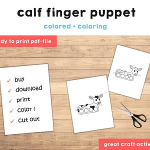Calf Paper Craft Printable Farm Animal Finger Puppet Kids Craft Farm ...