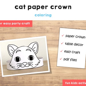 Cat Paper Crown Headband Pet Animal Printable Kids Craft Kitten Party ...