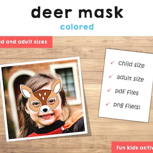 Deer Costume Printable Kids Deer Paper Mask Printable Diy Fawn Mask ...
