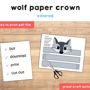 Wolf Paper Crown Party Printable Kids Craft Woodland Birthday Gift ...