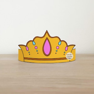 Princess Paper Crown Template Fantasy Medieval Party Headband Costume ...