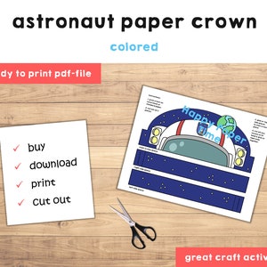 Astronaut Helmet Paper Crown Space Astronomy Party Printable Headband ...