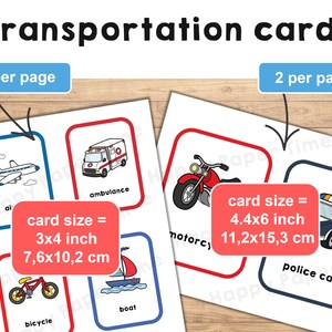 Transportation Vehicles Flash Cards Printable Montessori Materials ...