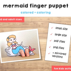 Mermaid Paper Craft Printable Finger Puppet Template Kids Craft ...