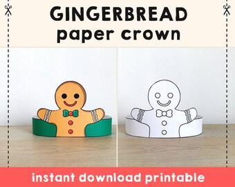 Gingerbread Man Paper Crown Hat Christmas Winter Holiday Party Coloring ...