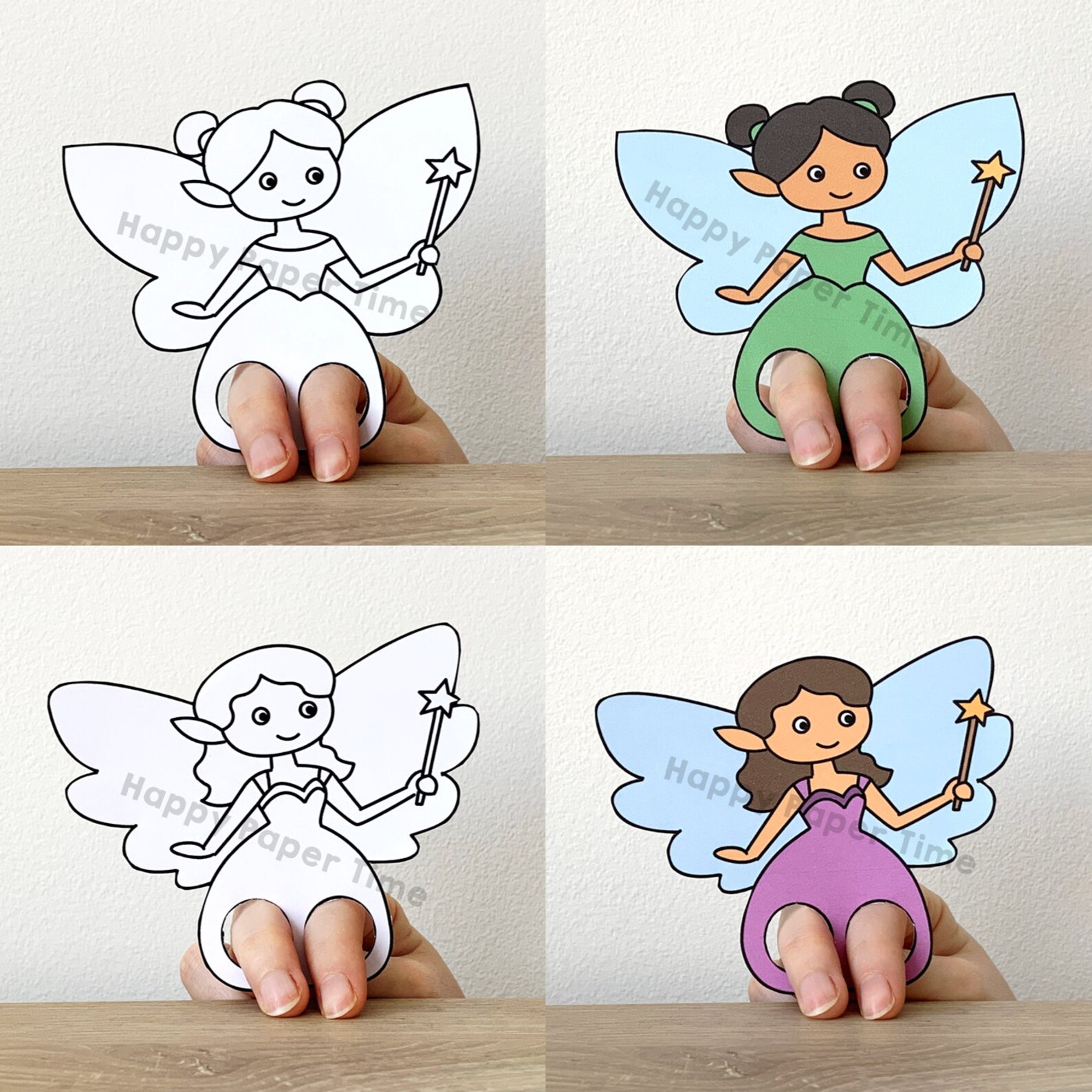 Fairy Puppet Paper Craft Printable Finger Puppet Kids Craft Fairy ...