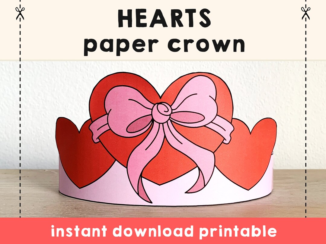 Hearts Valentine Paper Crown Party Activity Printable Kids Easy Craft ...