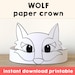 Wolf Paper Crown Coloring Printable Kids Craft Wolf Woodland - Etsy
