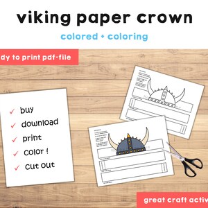 Viking Paper Crown Activity Printable Kids Craft Helmet Medieval ...