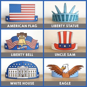 American Symbols Paper Crowns Flag 4th of July Patriotic Printable DIY ...