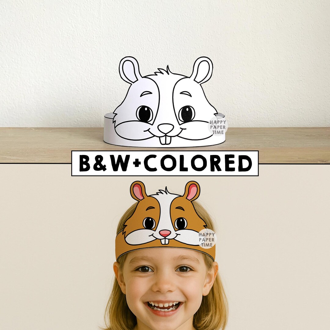 Hamster Paper Crown Headband Pet Animal Printable Kids Craft Rodent ...