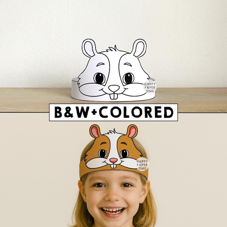 Hamster Paper Crown Headband Pet Animal Printable Kids Craft Rodent ...