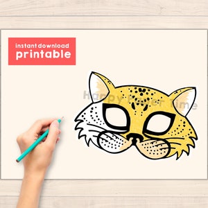 Cheetah Mask Printable Cheetah Costume Mask Paper Safari Party Jungle ...