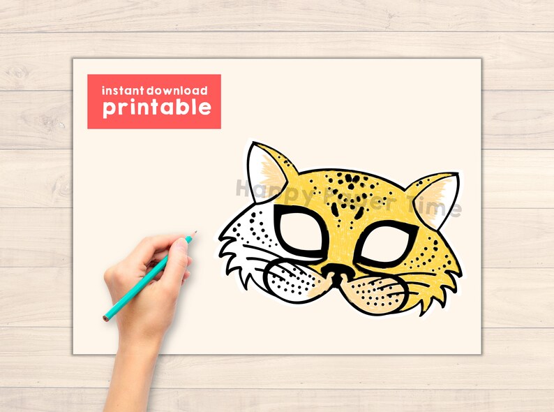 Cheetah Mask Printable Cheetah Costume Mask Paper Safari Party - Etsy