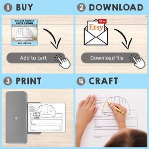 Construction Worker Builder Helmet Paper Crown Party Coloring Printable ...