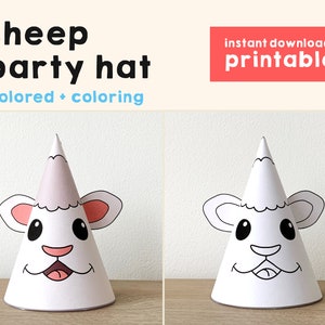Sheep Party Hat Paper Printable Template Print Farm Animal Table ...