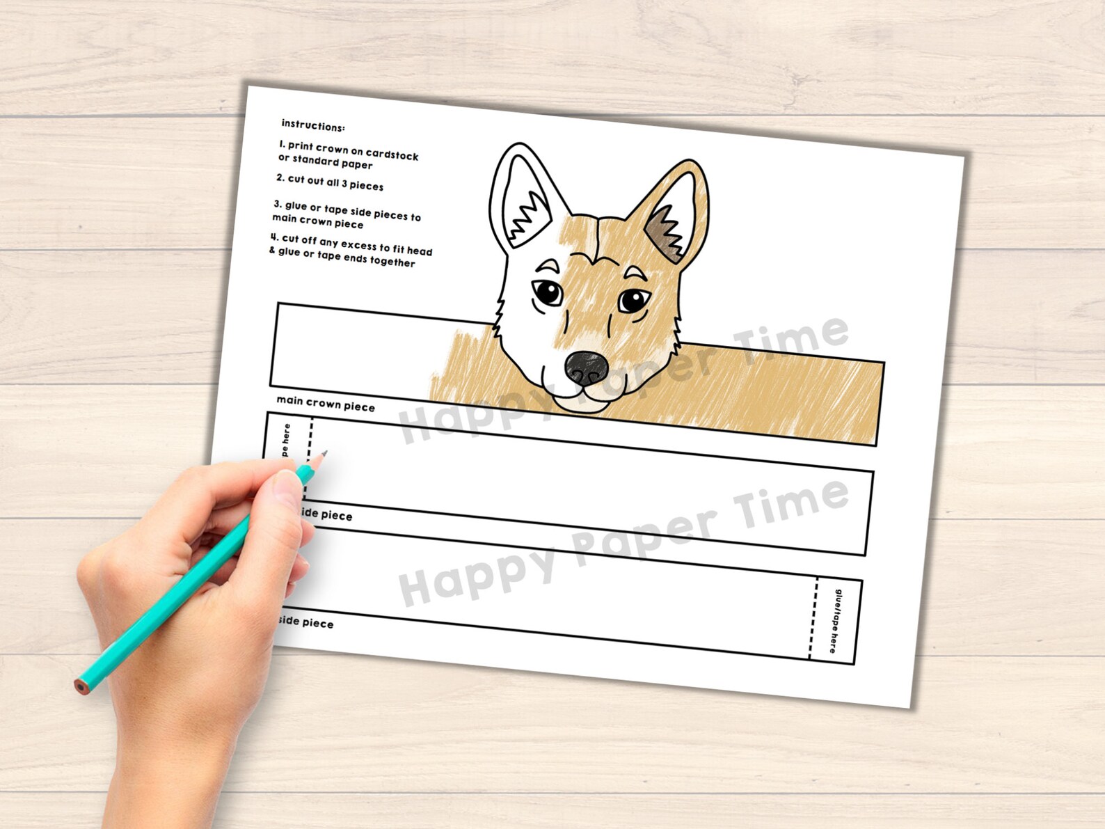 Dingo Paper Crown Australian Animal Template Coloring Activity - Etsy