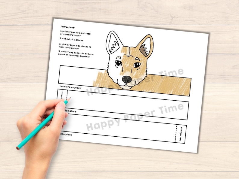 Dingo Paper Crown Australian Animal Template Coloring Activity ...