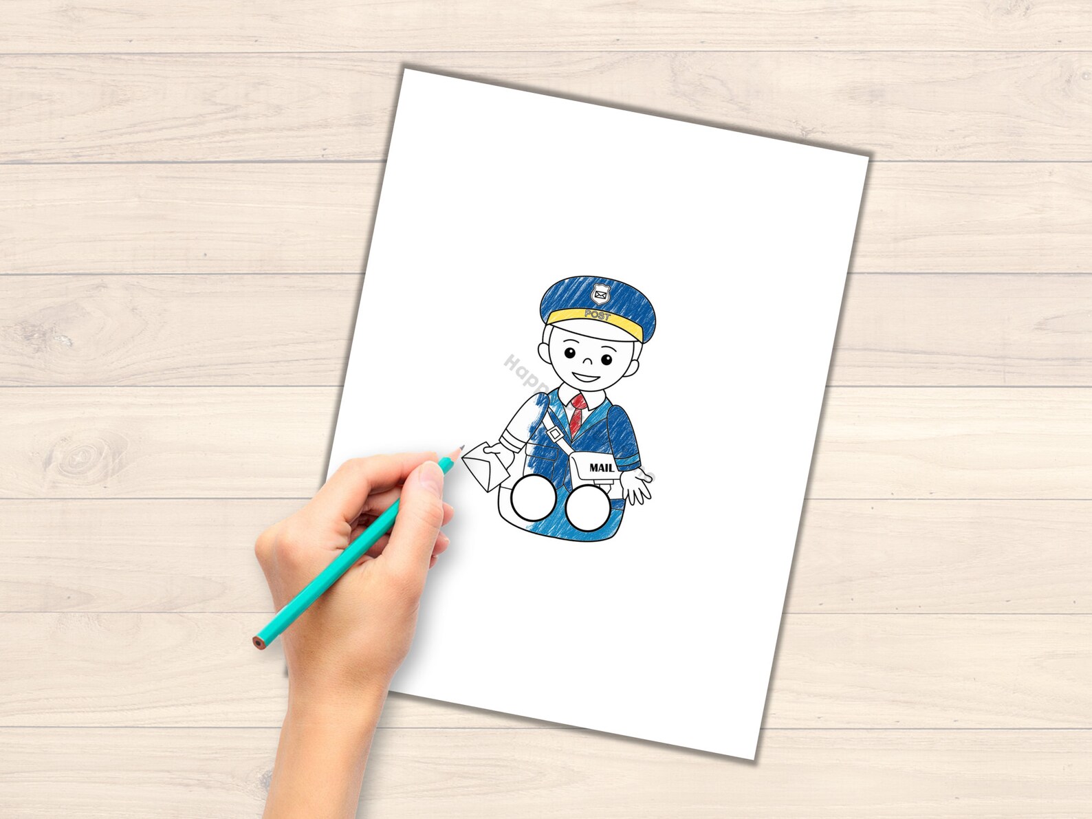 Postman Paper Craft Printable Community Helper Finger Puppet Kids ...