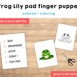 Frog Puppet Paper Craft Printable Pond Animal Finger Puppet Kids Craft ...