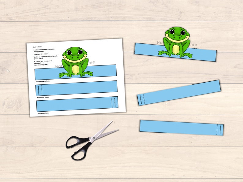 Frog Paper Crown Party Coloring Printable Kids Craft Animal - Etsy