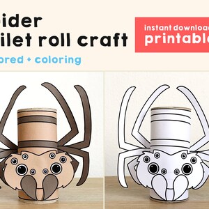 Spider Toilet Paper Roll Craft Bugs Insects Party Coloring | Etsy