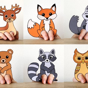 Woodland Animal Paper Craft Printable Finger Puppet Template Kids Craft ...