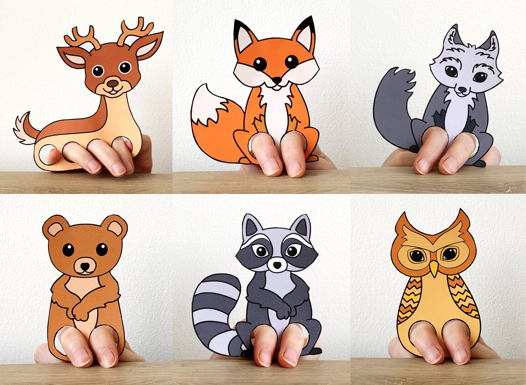 Woodland Animal Paper Craft Printable Finger Puppet Template - Etsy UK