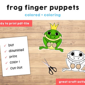 Frog Paper Craft Printable Pond Animal Finger Puppet Kids Craft Frog ...