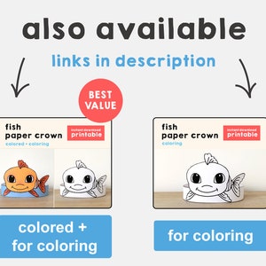 Fish Paper Crown Party Printable Party Hat Kids Craft Ocean Animal ...