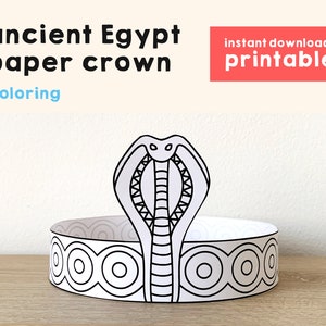Ancient Egypt Cobra Paper Crown Princess Template Party Coloring ...