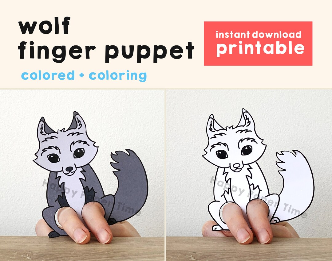Wolf Paper Craft Printable Woodland Animal Finger Puppet Kids - Etsy