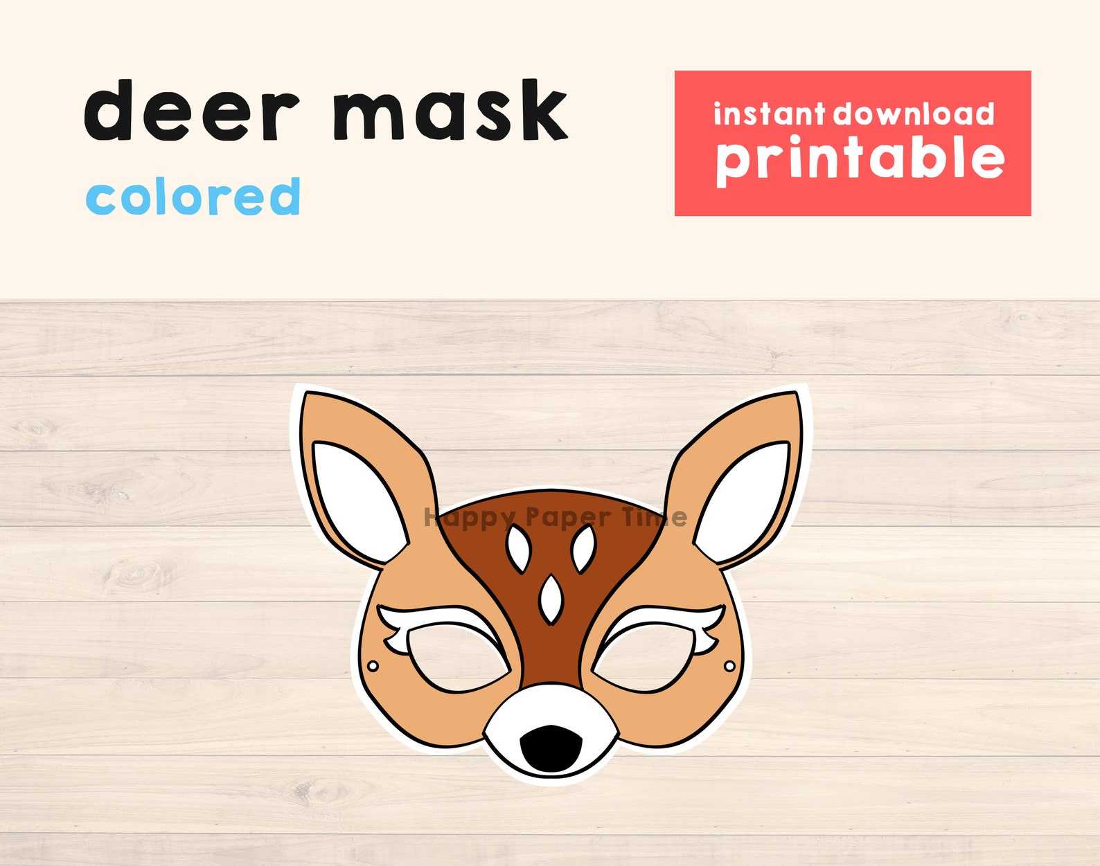 Deer Costume Printable Kids Deer Paper Mask Printable Diy Fawn - Etsy ...