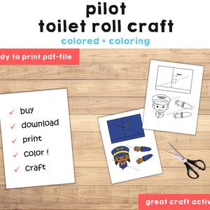 Pilot Toilet Paper Roll Craft Airline Party Coloring Printable ...