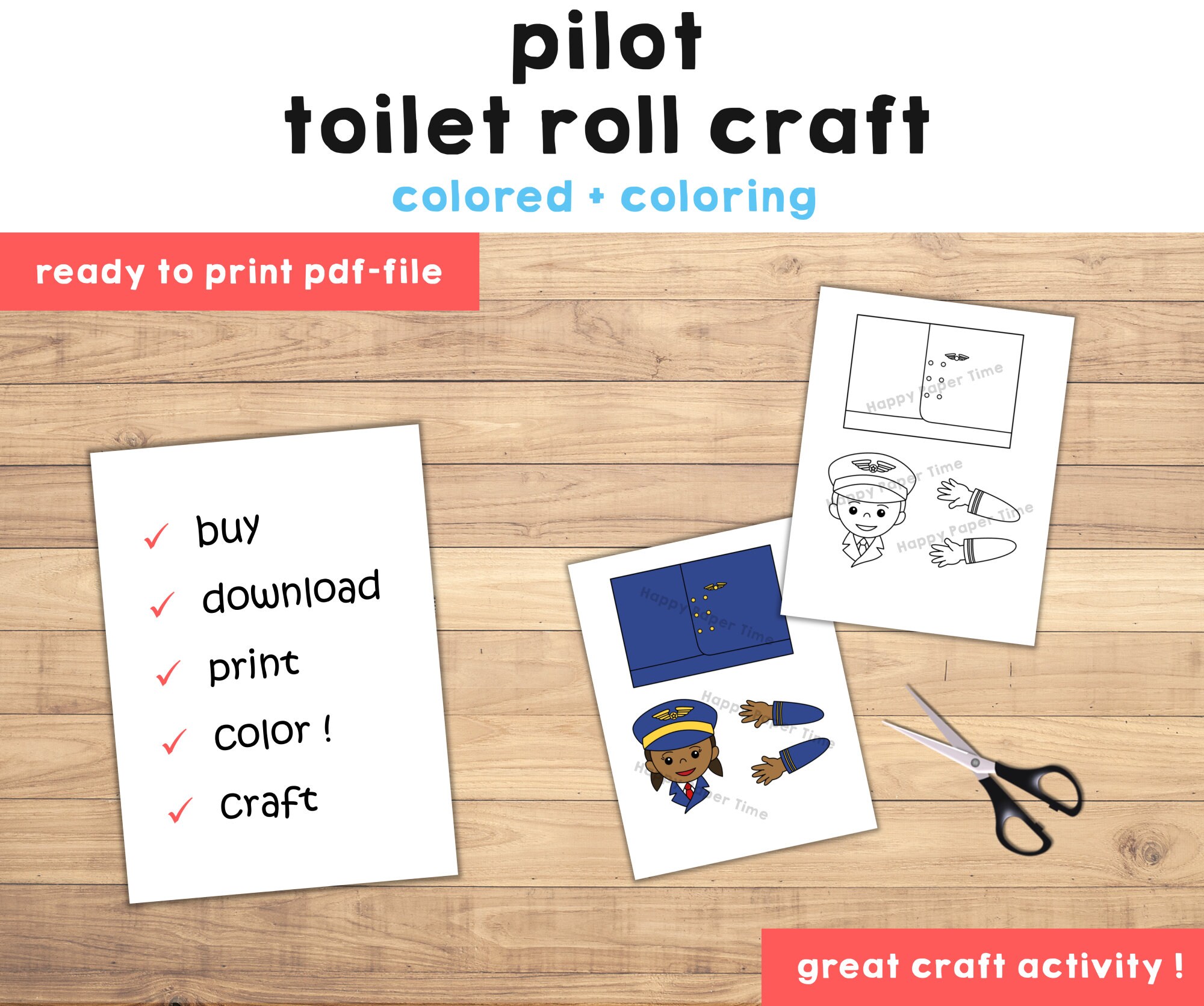 Pilot Toilet Paper Roll Craft Airline Party Coloring Printable ...