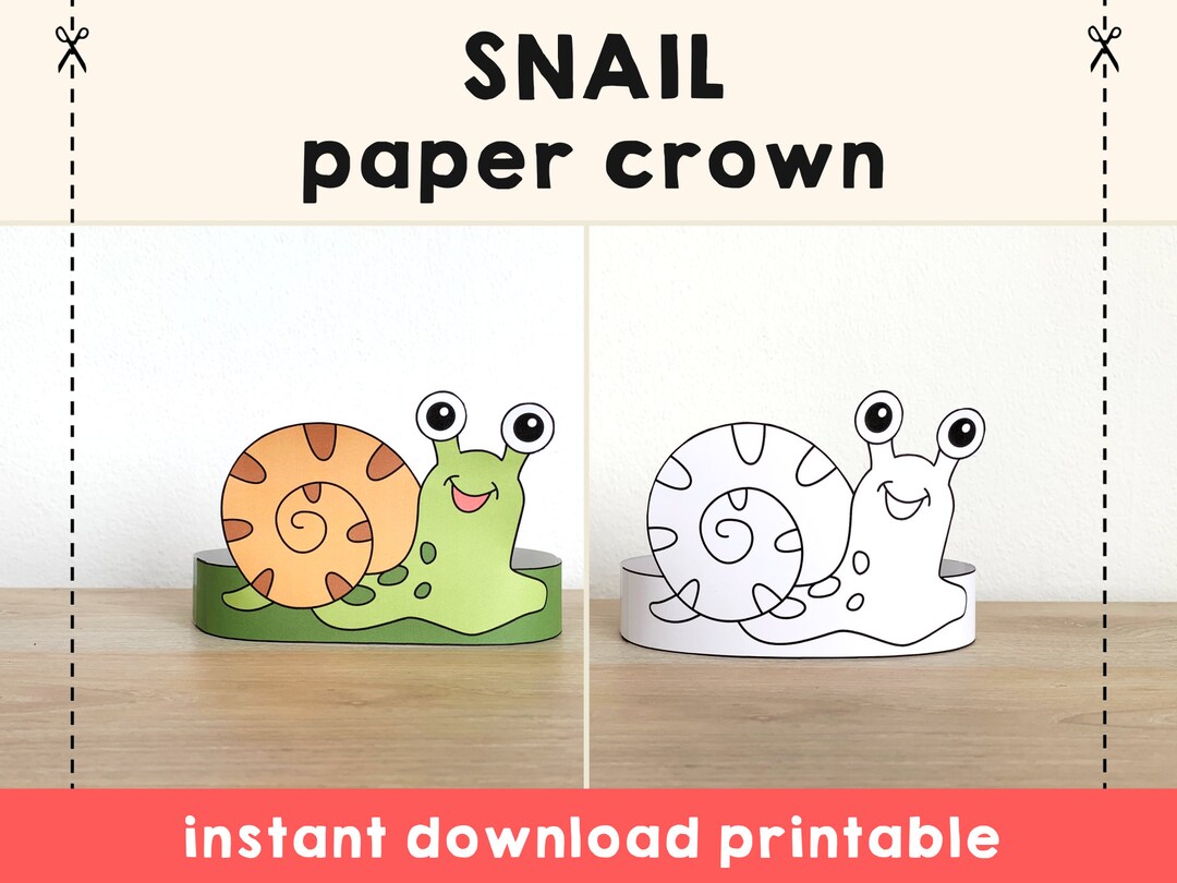 Snail Paper Crown Headband Party Coloring Printable Kids Craft Bug ...