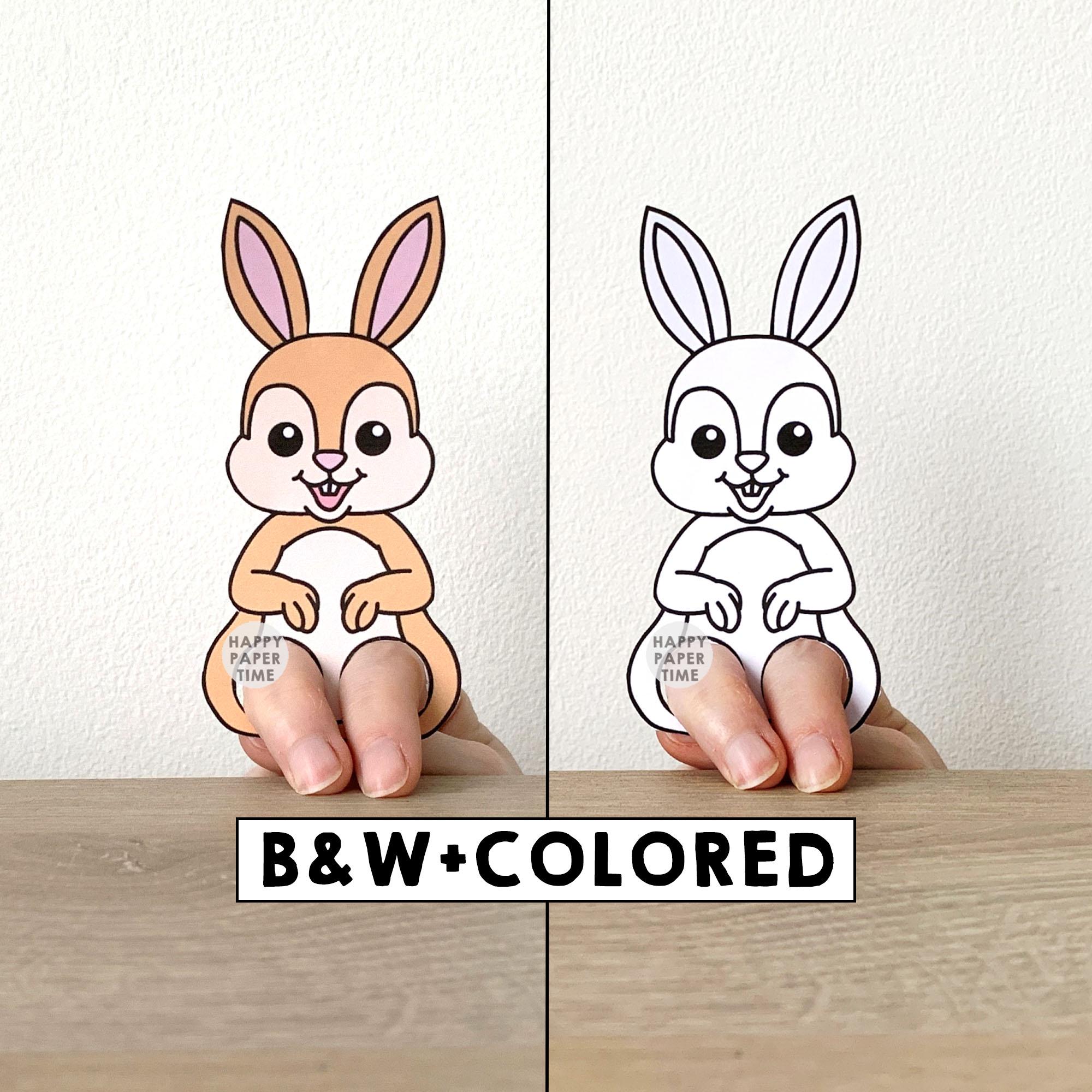 Rabbit Bunny Paper Craft Printable Farm Animal Finger Puppet Kids Craft ...