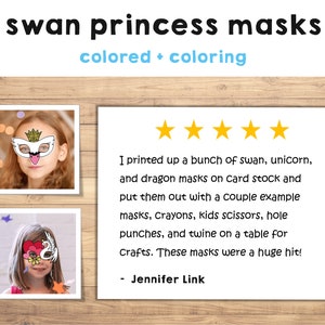 Swan Princess Party Printable Masks Fairytale Kids Party Mask Swan ...