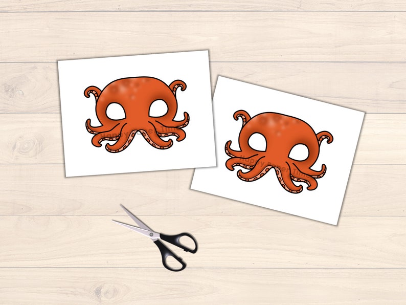 Octopus Mask Template Costume Kids Diy Ocean Sea Animal Party - Etsy