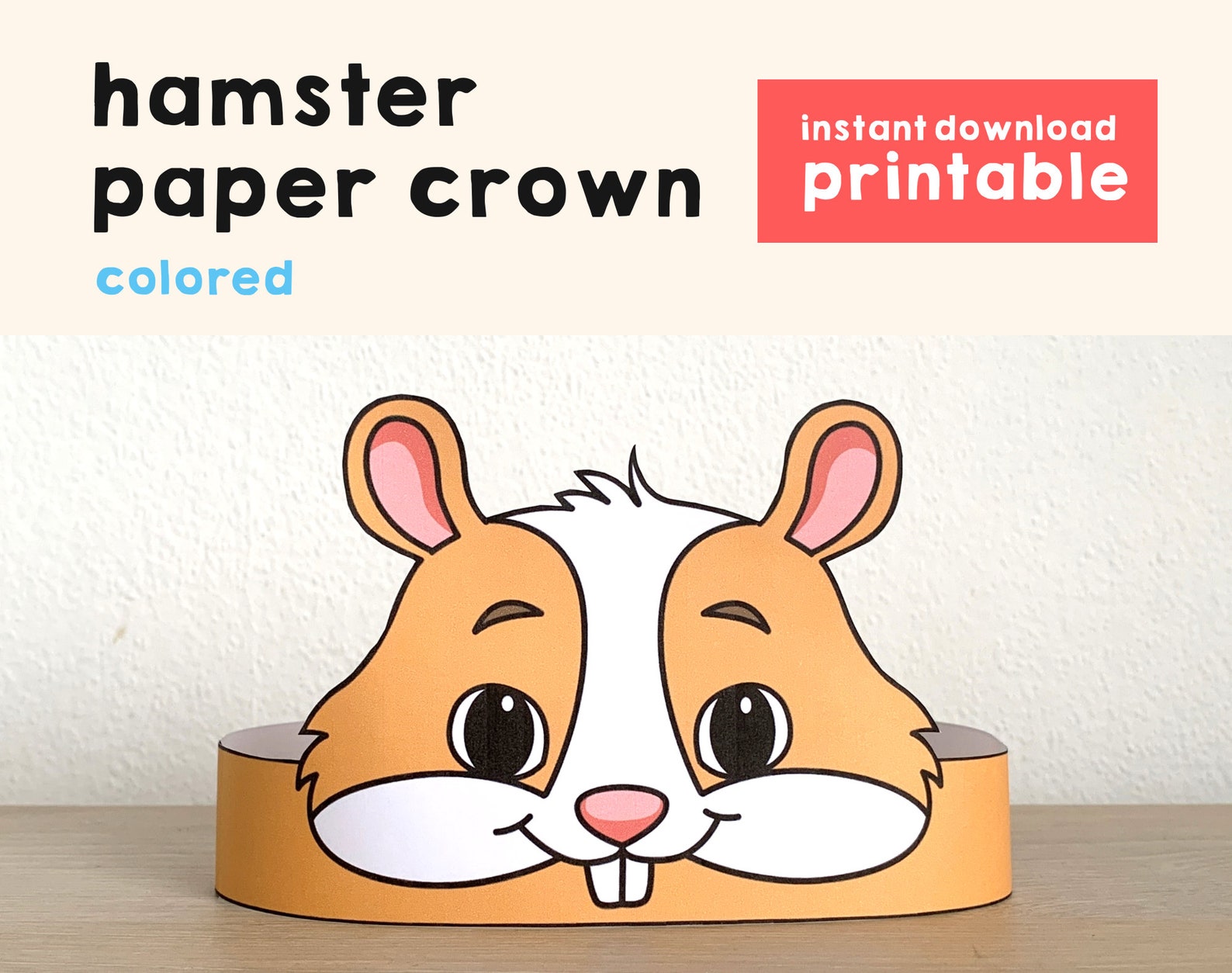 Hamster Paper Crown Headband Pet Animal Printable Kids Craft | Etsy
